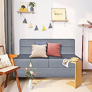 YENING Folding Sofa Bed Twin Size for Small Rooms Fold Out Foam Couch Convertible Bed for Adults Foldable Futon Chair Beds Sleeper, Grey