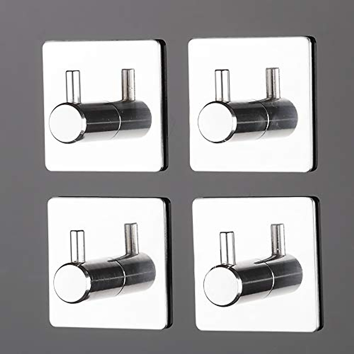 Celbon 4PC Bath Towel Hook Self Adhesive Black Sticky SUS 304 Stainless Steel Robe Hooks Robe Hook Heavy Duty Door Hooks Hanger for Bathrooms,Kitchen,Lavatory Closet (4PC, Chrome Square)… (2PC)
