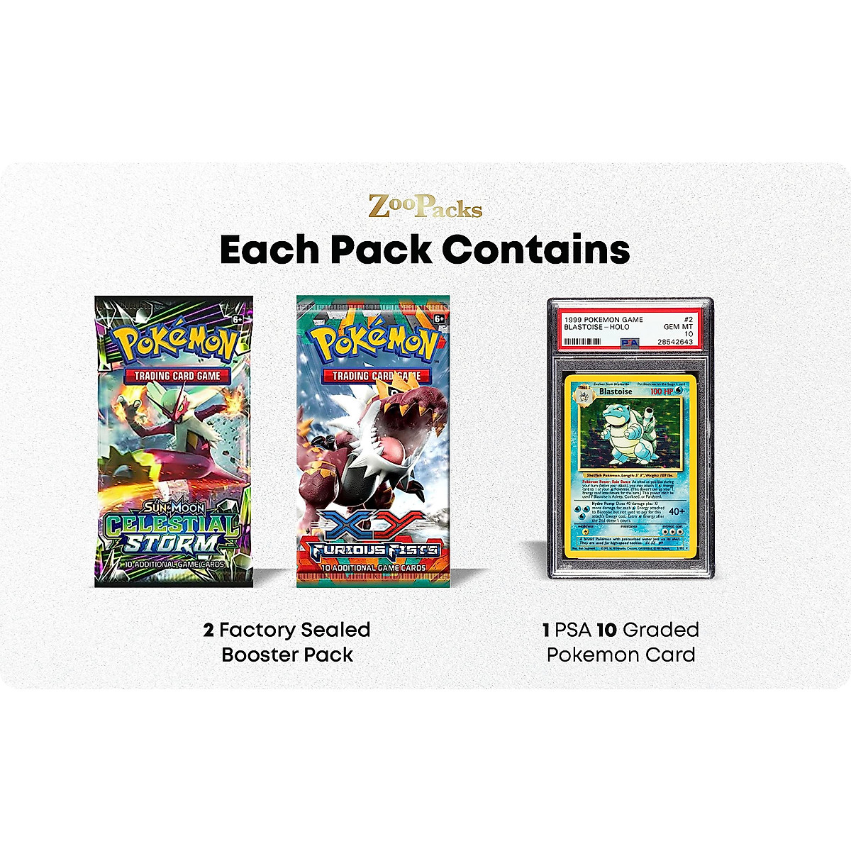 Pokemon TCG: Graded Card Mystery Power Pack - Gold Edition - 1 PSA 10 Graded Card + 25 Additional Cards with 5 Holofoils - 1 First Edition Card + 2 Factory Sealed 10 Card Booster Packs + 1 Code Card