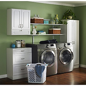 EGEN Home Logic 2 Bushel Lamper Laundry Basket with Silver Handles, White