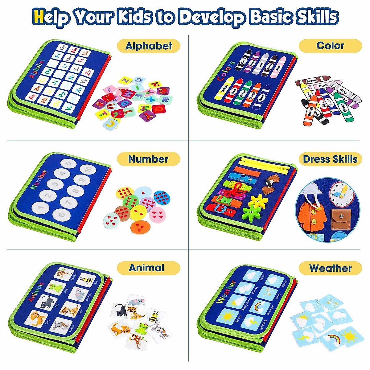 Winblo Toddler Busy Board - Montessori Toys for 1-3 Year Old Boy Birthday Gift, Educational Learning Sensory Busy Book for Two Year Old Boys, Kids Ages 2-4 Activities Toy for Airplane Car Travel