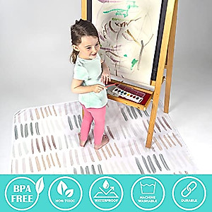 JumpOff Jo – Baby Splat Mat for Under High Chair,– Washable Waterproof Baby Floor Mat for Arts and Crafts Playtime and Dining Table or Booster Seat, Reusable Fabric 51"x51" - Dashes