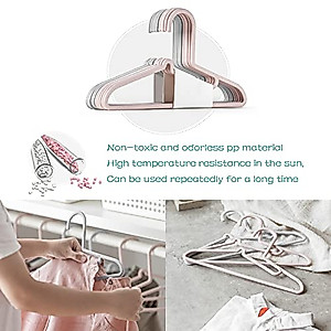 Domiella Plastic Kids Hangers for Nursery,Space Saving Toddler Collar Protection Hangers,Non Slip Baby Hangers for Closet (Gray 20-Pack)