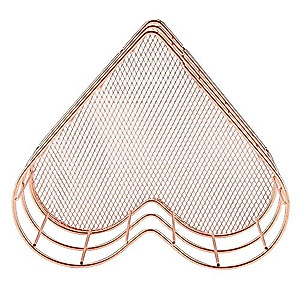 Heart Shape Storage Basket, Multifunctional Anti-Rust Iron Heart Shape Storage Basket Household Office Small Storage Box Anti-Rust Storage Basket(玫瑰金)