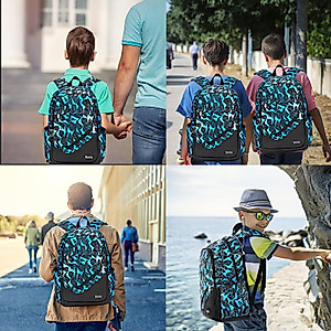 bunie Boys Backpack for School Large Bookbag Waterproof Schoolbag Pencil Case Sling Bag Set for Middle High Casual Daypack (Blue)