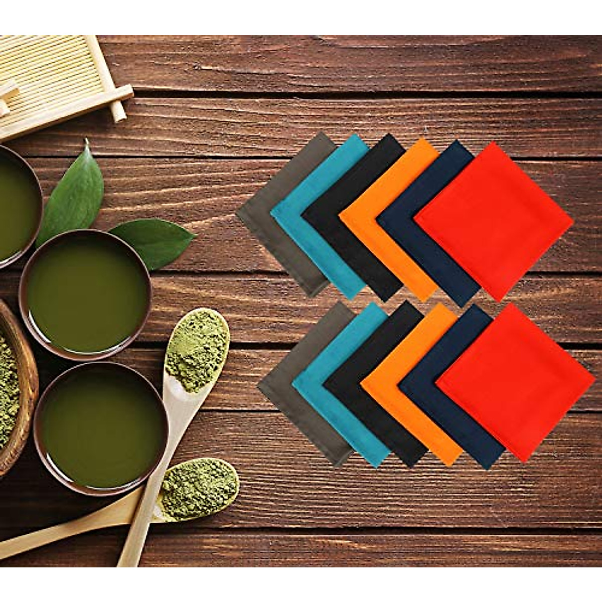 Ruvanti Cloth Napkins Set of 12, 18x18 Inches Napkins Cloth Washable, Soft, Durable, Absorbent, Cotton Blend. Table Dinner Napkins Cloth for Hotel, Lunch, Restaurant, Weddings, Parties - Multi Color