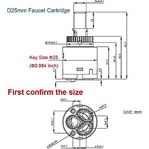 XLHippo 25mm Faucet Cartridge, Single Handle Faucet Valve for Pfister 9740740 Avalon/Treviso 26/529 Series, Kohler Kitchen Faucet GP1093674,CUPC Certified
