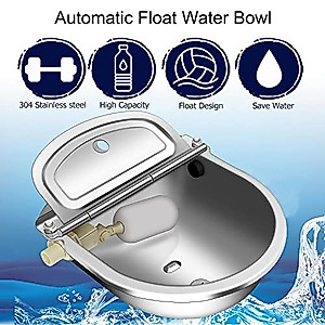 Automatic Livestock Drinking Water Bowl with 2 Float Ball Valves and (Drain Hole), 304 Stainless Steel Livestock Horse Waterer Dispenser, Water Trough for Cattle, Horse, Pig, Sheep, Dogs, Calf, Goat