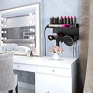 Welltop Wall Mount Holder for Dyson Airwrap Styler, for Dyson Supersonic Hair Dryer, 2 in 1 Storage Holder for Dyson Airwrap Styler Accessories, Fits for Bathroom Bedroom Hair Salon Barbershop