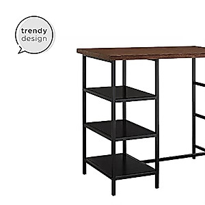 Dorel Living Cosmo 3-Piece Metal Pub Set With Wood Top, Dark Mahogany