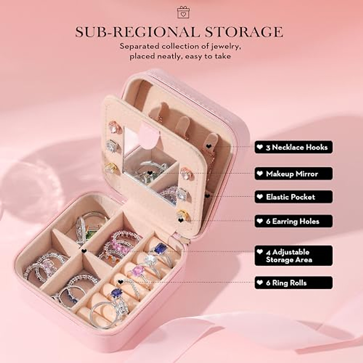 Parima Best Friend Birthday Gifts - Travel Jewelry Case | Gifts for Friends | Friend Gifts for Women Birthday Unique Gifts | Travel Gifts for Friends | Mothers Day Gifts for Women - Letter K, Pink