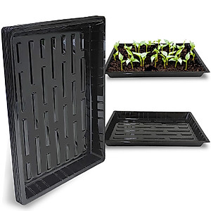 RooTrimmer Grow-Green 10-Pack Microgreen Seed Starter Grow Trays for Seedlings, Shallow Seeding Germination Flats Non Standard 1015 Tray no Holes Plant Sprouter Propogation Tray