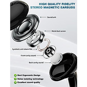 ACAGET 3.5mm Headphones Wired Earbuds for Samsung Galaxy A23 A14 A52 A03s S10 S9, Noise Canceling Semi in-Ear Headset 3.5mm Jack Stereo Earphones with Microphone for iPhone 6S Plus 5S 5 SE MP4 Black