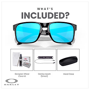Oakley Holbrook OO9102 9102F5 57MM Polished Black/Prizm Sapphire Square Sunglasses For Men + BUNDLE Accessory Leash Kit+ BUNDLE with Designer iWear Eyewear Kit