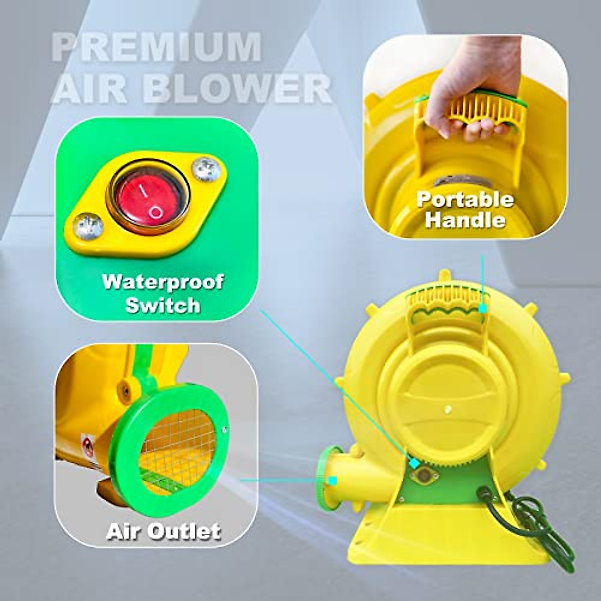 Air Blower 480 Watt Inflatable Bounce House Air Blower, Outdoor Inflatable Castle and Jump Slides Blower (YF, 480 Watt, YF-F1)