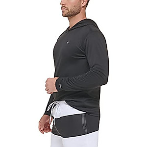 Calvin Klein Men's Standard Quick Dry UPF 40+ Hoodied Top, Black, Medium
