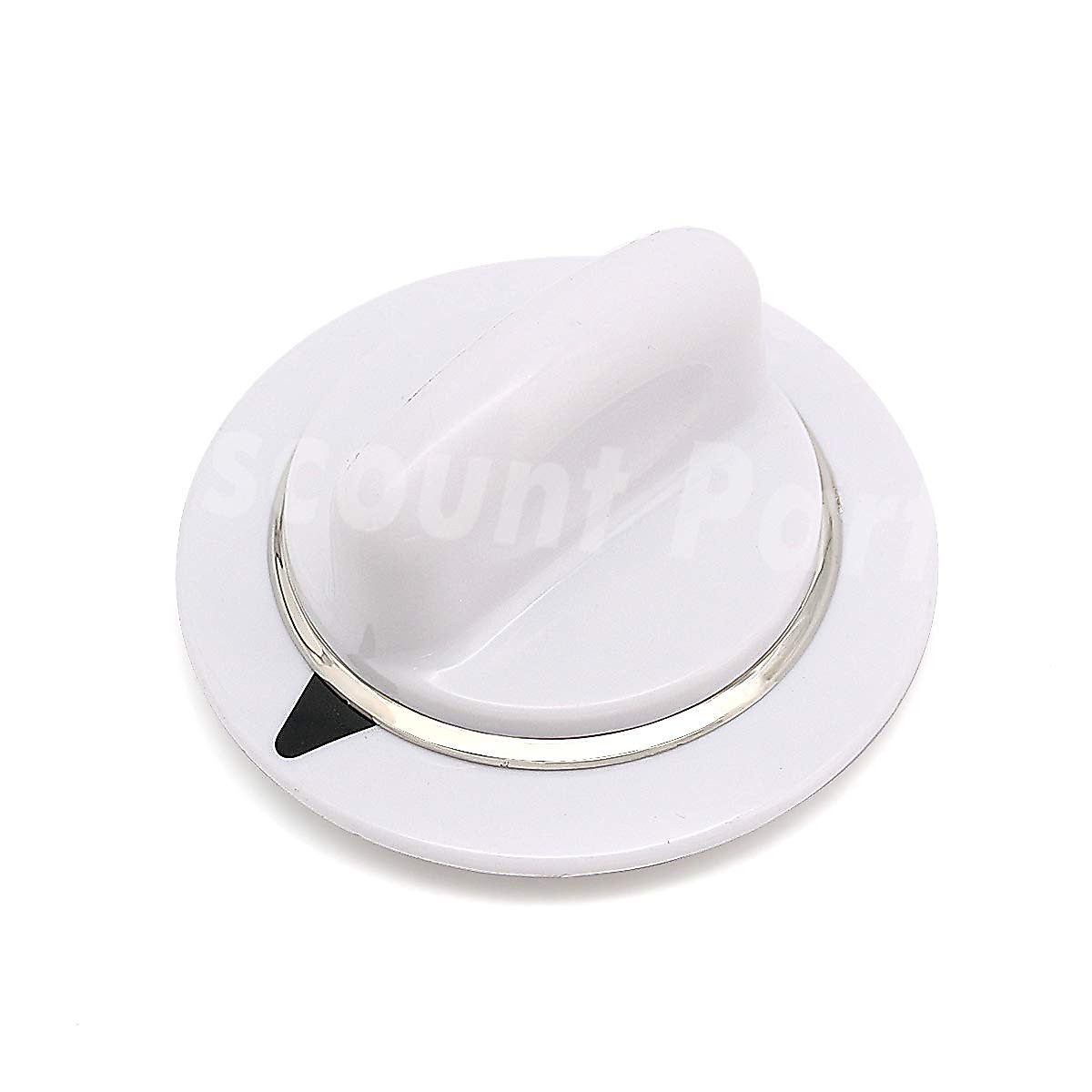 WE1M654 Dryer White Timer Control Knob with Metal Ring for General Electric GE Kenmore Sears RCA Hotpoint Dryer, Replaces AP3995088, 1264290, AH1482197, EA1482197, 212D1726