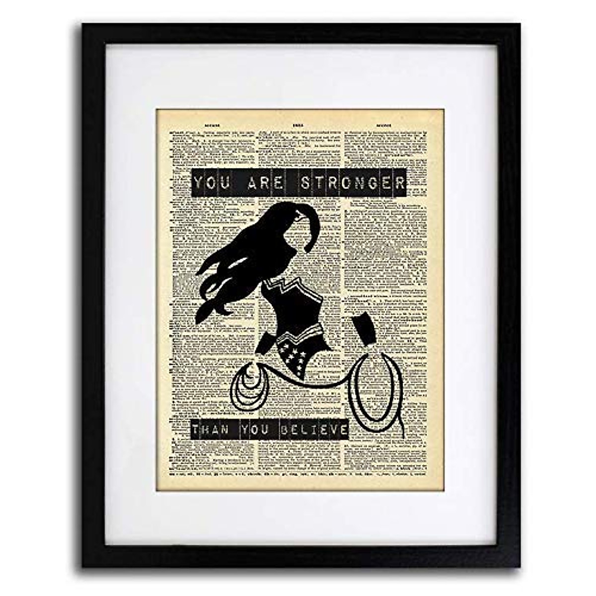 Independent Woman Power And Strength | Stronger Than You Believe - | Stronger Than You Believe Inspirational Quote Art - Authentic Upcycled Dictionary Art Print - Home or Office Decor (D246)