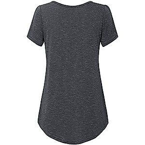 Vinmatto Women's Scoop Neck Pleated Blouse Top Tunic Shirt(3XL,Black)