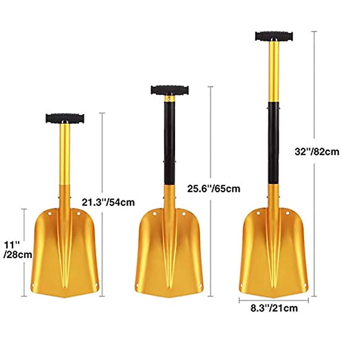 FUDAO Outdoor Snow Shovel Large Capacity Foldable Lightweight Aluminum Alloy Telescopic Portable Snow Shovel Parent Child Play Snow Garden Camping Shovel (Red, One Size)