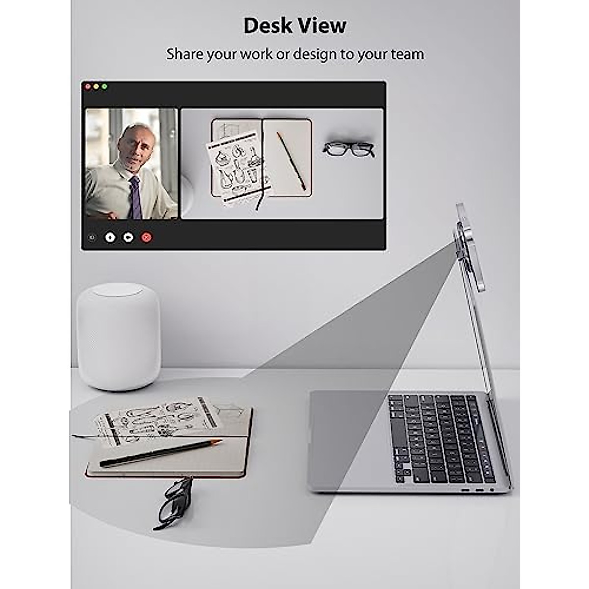 Stouchi Aluminum Mag-Safe Continuity Camera Mount, Upgraded iPhone Camera Mount Compatible with MacBook Pro, Air, iPhone 12 13 14 15 Series（Silver）