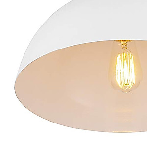 Novogratz x Globe Brady 1-Light Semi-Flush Mount Ceiling Light, Matte White, Chrome Details,61091