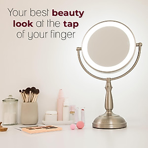 Zadro 11" Makeup Mirror with Lights and Magnification Dimmable Touch LED Lighted Makeup Mirror with Magnification