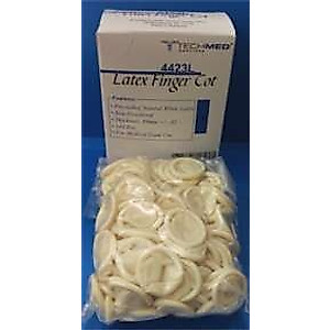 DUKAL TECH-MED Latex Finger Cots Covers Condoms White Large 144/BOX Powder Free Rubber 4423L (Former 4403L)