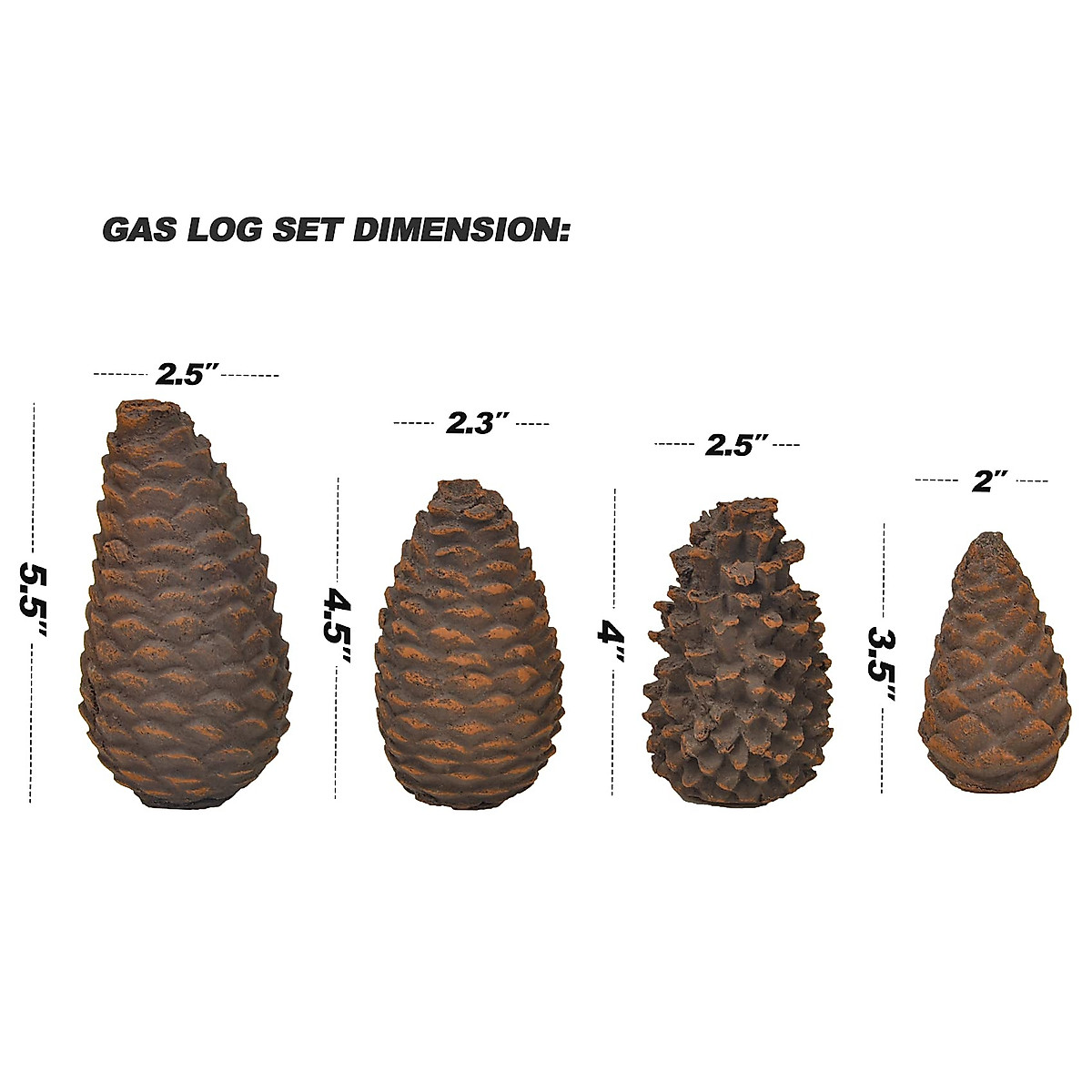 Stanbroil Set of 4 Gas Logs Decorative Ceramic Pine Cones for Indoor or Outdoor Fireplaces and Fire Pits