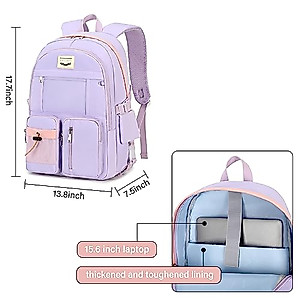 VIRTUREVI Girls Backpack for School Backapck for Teen Girls Waterproof School Bag BookBag for Girls Purple