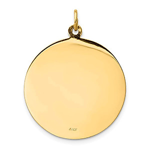 14k Yellow Gold Solid/Large Round Catholic Patron Saint Michael Brushed Matte Finish Pendant Charm Medal