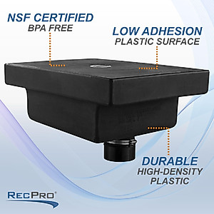 RecPro 9 Gallon RV Holding Tank 22 1/2" x 16 1/2" x 9" | Black Waste Water | 0450H | Made in America