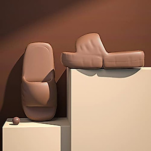 Kreeqe Chocolate Pillow Bread slippers for Women and Men,Home Soft Cloud Slippers Summer Novelty Open Toe Slide Sandals Beach Pool Shower Shoes with Cushioned Thick Sole Platform