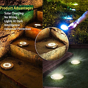 OLENYA Solar Ground Lights 8 Pack Led Solar Garden Lights Lamp Outdoor Disk Light Waterproof In-Ground Outdoor Landscape Lighting for Lawn Patio Pathway Garden Yard Deck Walkway Flood Light