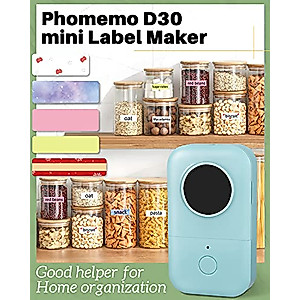 Phomemo Label Maker Machine with Tape, D30 Portable Bluetooth Label Printer for Storage, Barcode, Mailing, Office, Home, Organizing, Mini Sticker Make with Multiple Templates,with 3 Rolls,Green