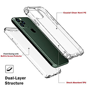 BAISRKE Case Cover for iPhone 11 Pro Max,[Built in Screen Protector] Dual Layer Full Body Shockproof High Impact Protective Phone Case Cover for iPhone 11 Pro Max 6.5 inch - Clear
