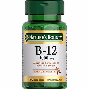 Nature's Bounty Vitamin B12 1000mcg, Supports Energy Metabolism and Nervous System Health, Vitamin Supplement, 100 Tablets