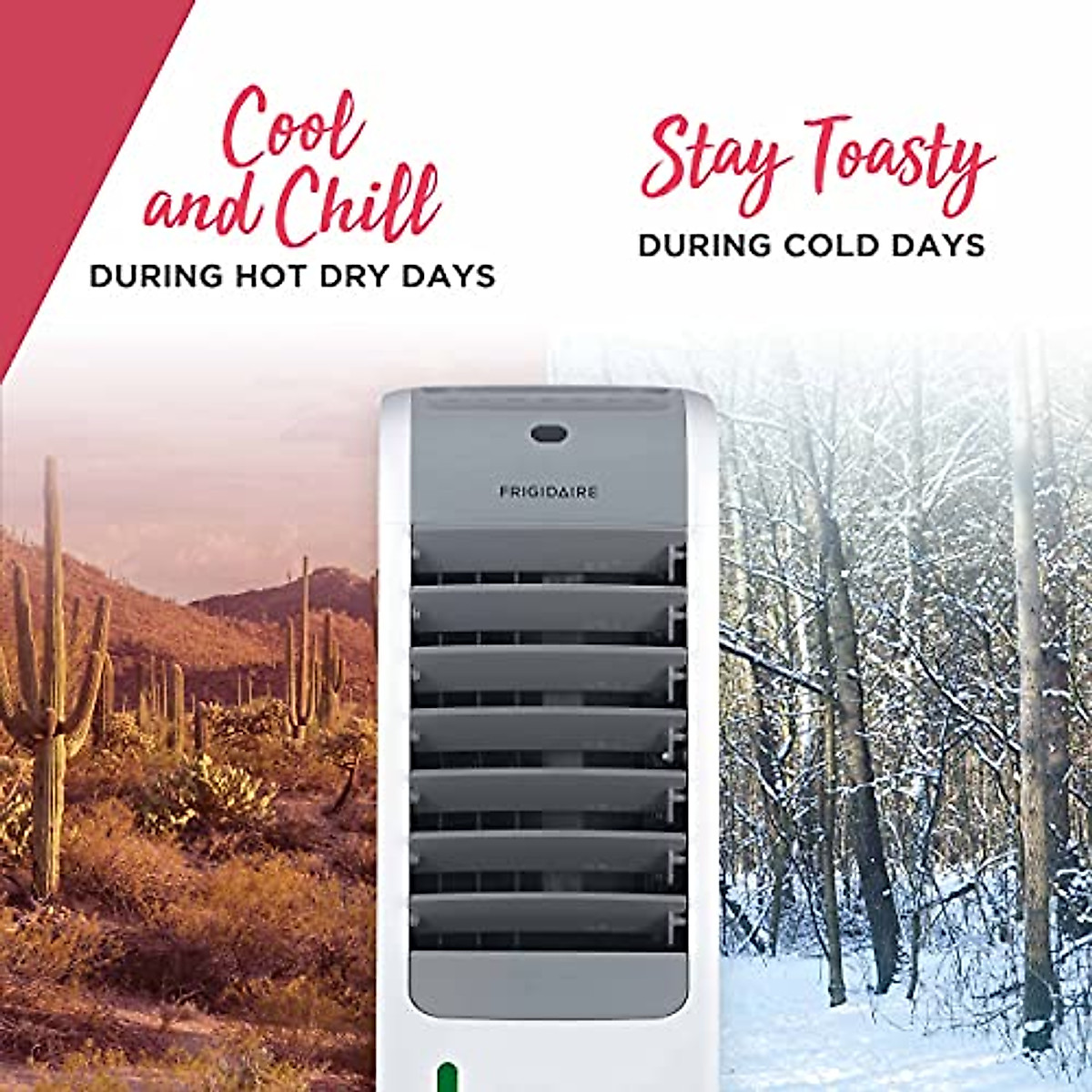 Frigidaire Evaporative Air Cooler and Heater | 373 CFM | Energy Efficient Eco-Friendly Cooling, Removable 1.45 Gallon Water Tank, Honeycomb Pad Cooling, Remote Control, and Timer