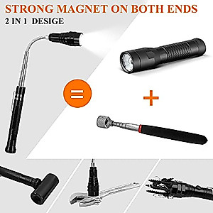 Gifts for Men Dad,Magnetic Pickup Tool with LED Lights,Telescoping Magnet Pick Up Tool-Unique Gadgets Gifts for Boyfriend/Father,Husband,Grandpa,DIY Handyman,Him,Women,12 Batteries,2Pc Set