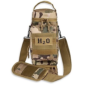 Orca Tactical Molle Water Bottle Pouch - Molle Water Bottle Holder with Strap - Water Bottle Carrier with Multiple Storage Options (Multicam)