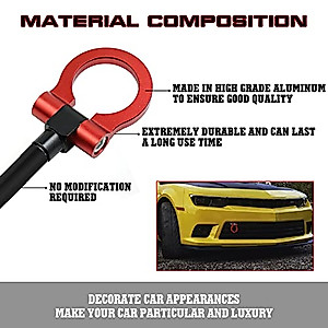 Xotic Tech Sport Track Racing Style CNC Aluminum Screw-on Tow Hook Front Bumper Compatible with Chevrolet Camaro 2016-2021 (Red)