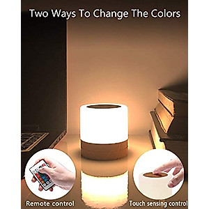 DENWAY LED Bedside lamp dimmable Atmosphere Table lamp with Warm White Light, 13 Colors and Color Changes, Touch-Sensitive Night Light for Bedroom, Living Room and Office (White)
