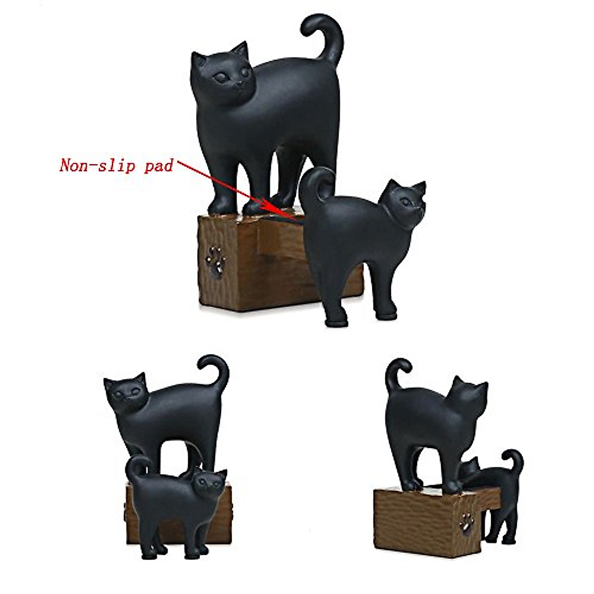 ElecNova Desktop Cell Phone Holder-Resin 2 Black Cats Smartphone Stand Mount Dock for All Smartphone, ipad, Tablet Home Decor Ideal Gift