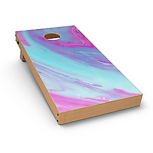 Design Skinz Marble Skin Set for Cornhole (Skin Only) - Marbleized Pink Ocean Blue v32