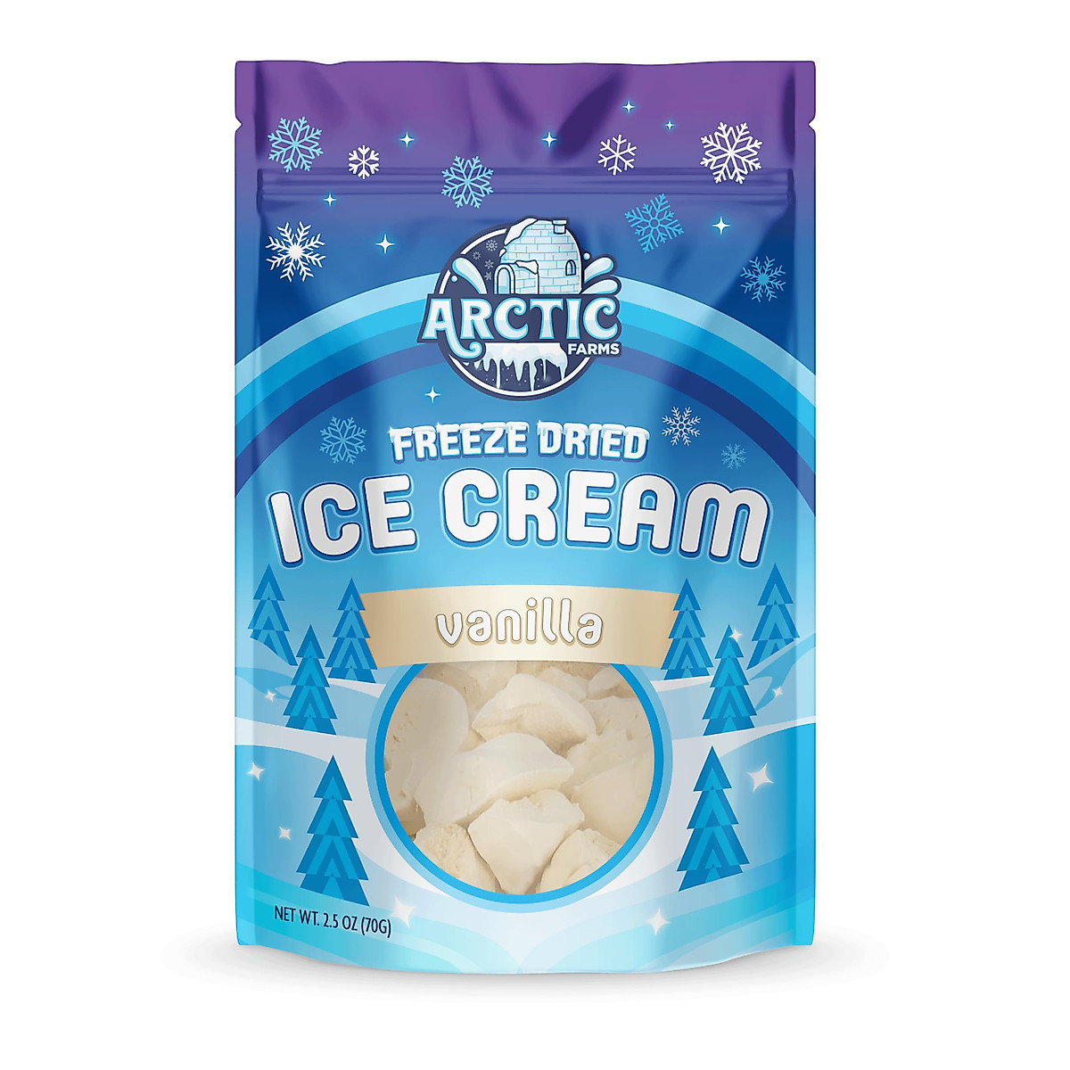 Arctic Farms Freeze Dried Ice Cream Bits Bagged and Boxed - Does Not Melt (Vanilla)