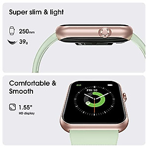 Pautios Smart Watch, Swimming Waterproof Fitness Tracker with Heart Rate, SpO2 and Sleep Monitor, 44mm Fitness Watch for Women Men, Step Counter, Smartwatch Compatible with iOS Android Phones