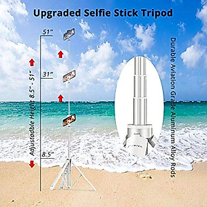 ATUMTEK 51" Selfie Stick Tripod, All in One Extendable Phone Tripod Stand with Bluetooth Remote 360° Rotation for iPhone and Android Phone Selfies, Video Recording, Vlogging, Live Streaming, White