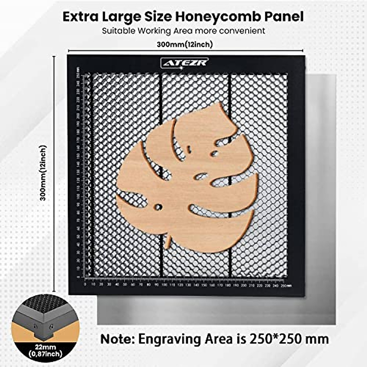 ATEZR 300x300mm Laser Honeycomb Work Table for Laser Engraving Machine, 12x12'' Honeycomb Bed for Fast Heat Dissipation, Bench Protection Compatible with All Laser Engraver Cutting