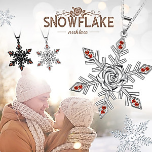 beautlace Snowflake Rose Flower Necklaces Black Gun Plated Santa Claus Snowman Pendant Rose Flower Necklace Christmas Jewelry Gifts for Women KP0223K