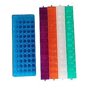 Tube Rack Double Panel 60 Positions Polypropylene for 0.5ml-2ml Microcentrifuge Tubes, Pack of 5(Blue, Orange,White, Purple, Green)